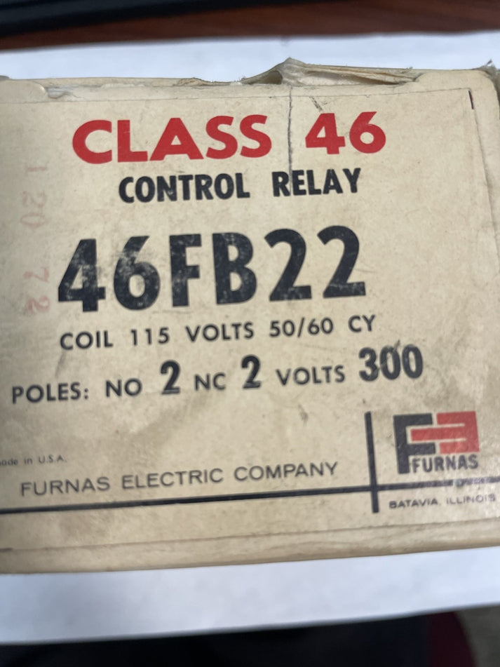 New Furnas Control Relay, 4 Pole, 110/120V, 50/60CY, Part #46FB22 ...